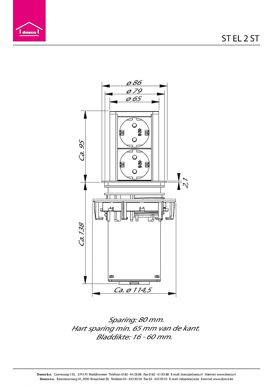 Bachmann Stopcontact Elevator 2-voudige contactdoos kleur Rvs/Zwart ...