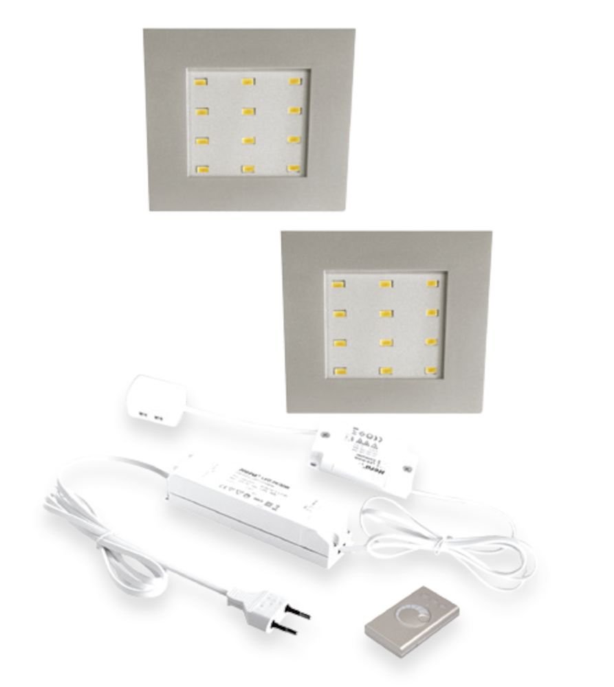 Hera Q-78 LED set van 2 inbouw spots met dimmer 24V/15W RVS-look » LED ...