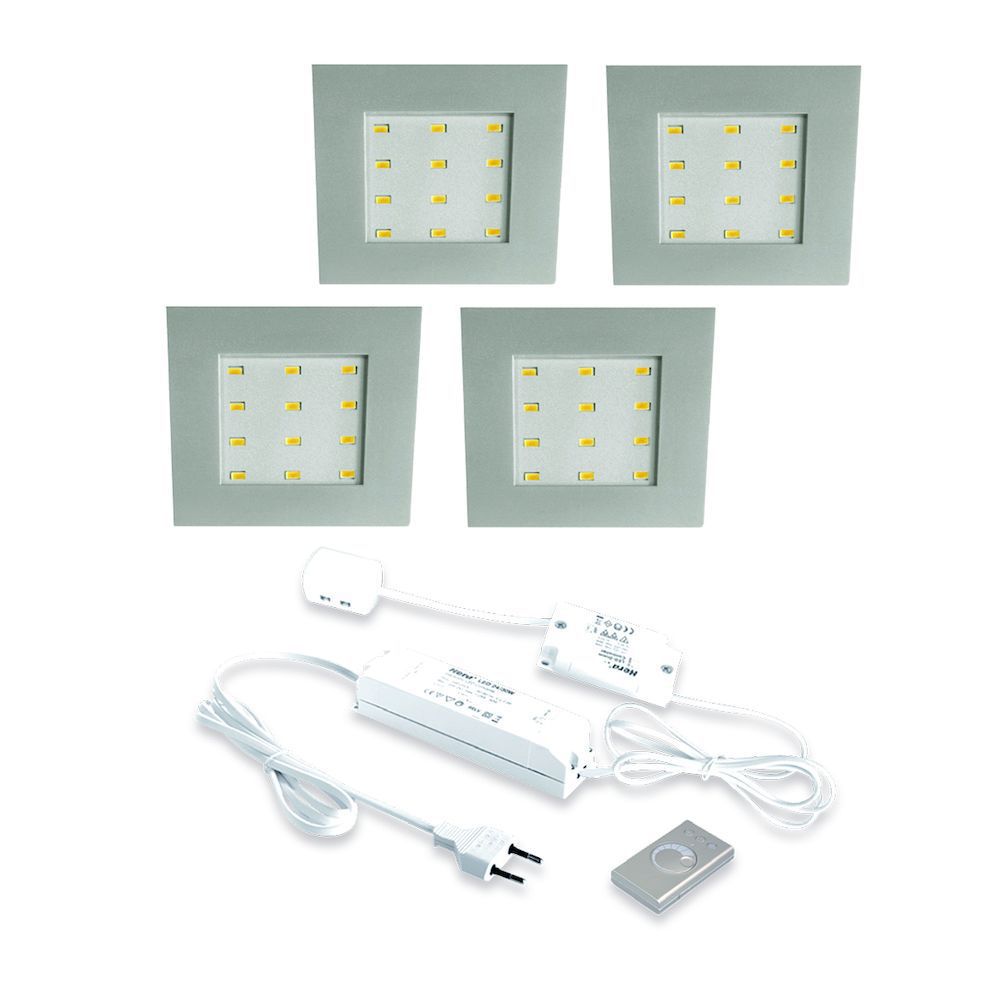 Hera LED 24V Inbouw set Q-78 4 Spots +Dimmer kleur Rvs-Look » LED ...